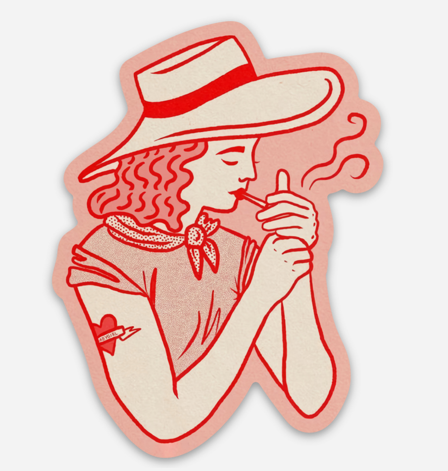Cowgirl Smokin Sticker – Light + Bark Candle Co.
